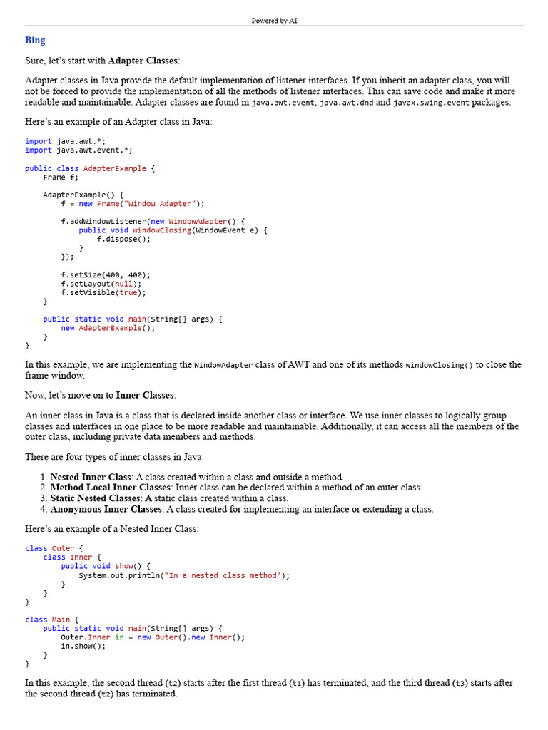 Adapter and Inner Classes | PDF Adapter and Inner Classes | PDF
