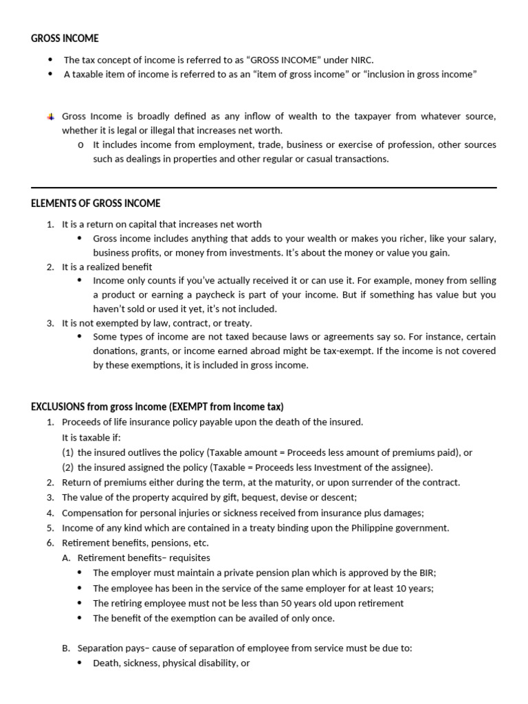 Gross Income | PDF | Gross Income | Tax Exemption