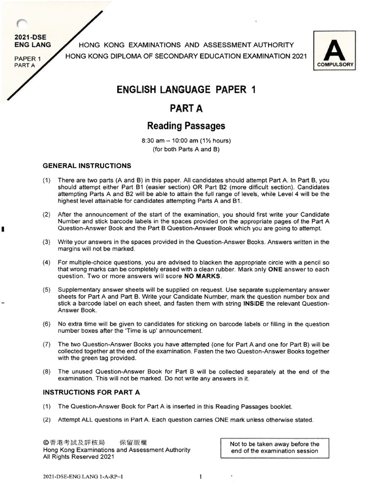 5D-05 Ho - Kam - Ling - Angel - 2021 HKDSE English Language Paper 1A 2 | PDF