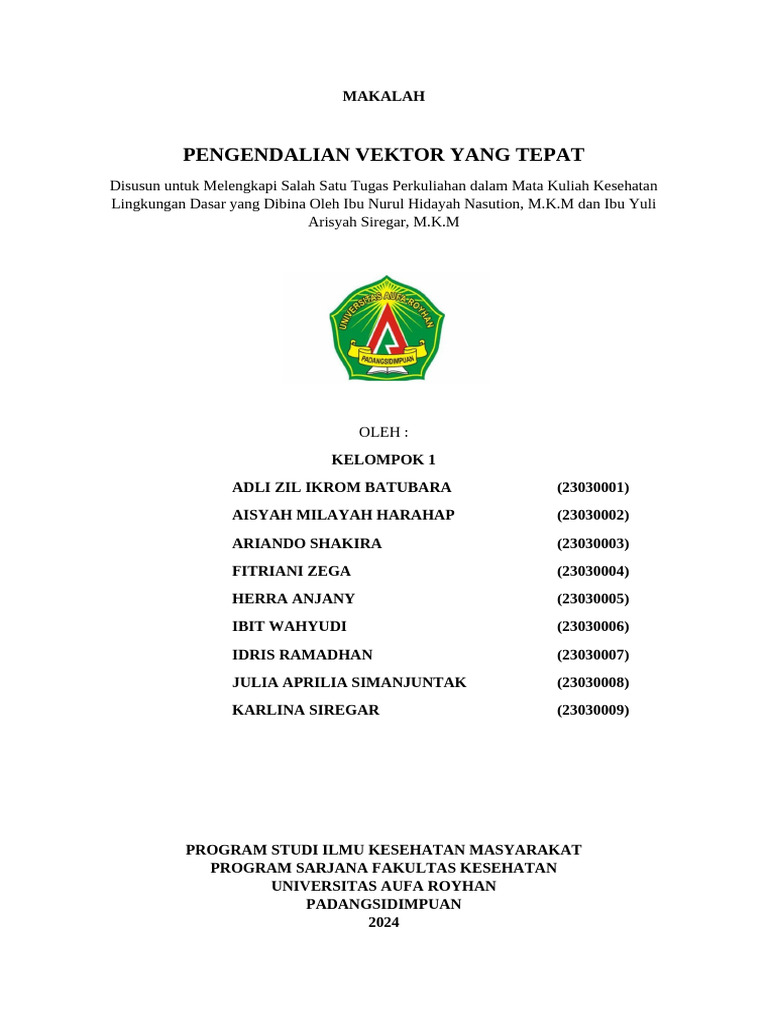 Makalah Kel 1 Materi Ke 11 Pengendalian Vektor | PDF