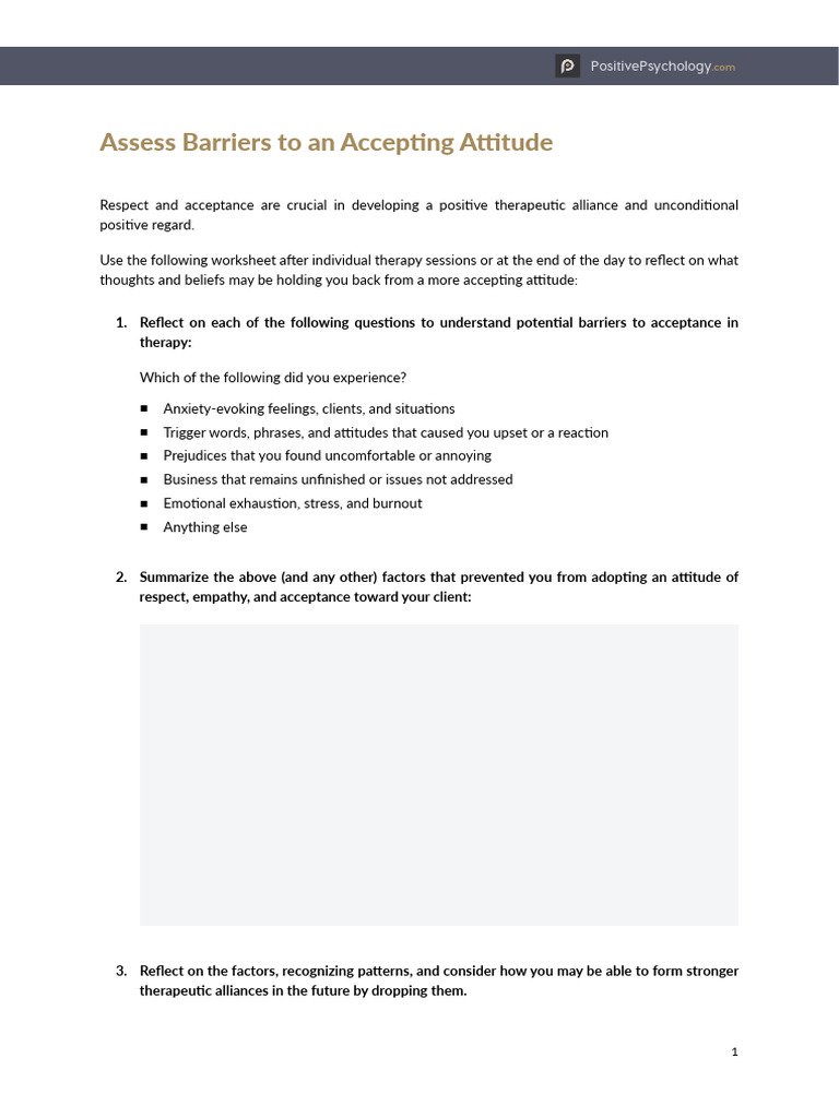 Assess Barriers To An Accepting Attitude | PDF