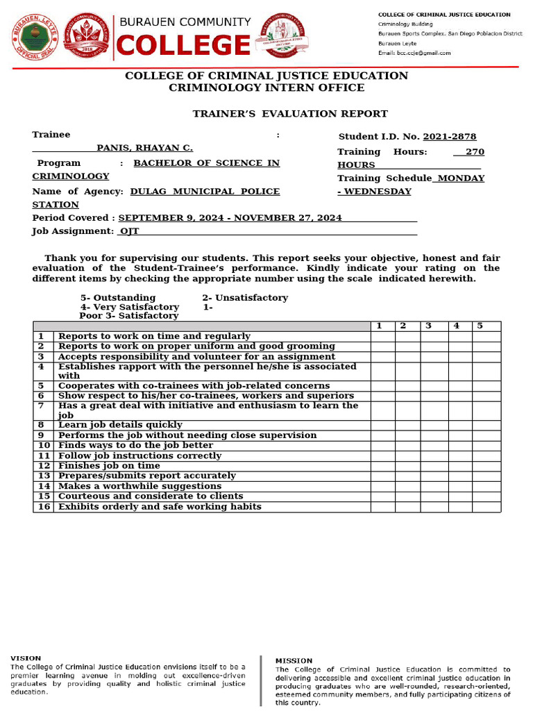Trainers Evaluation Report | PDF