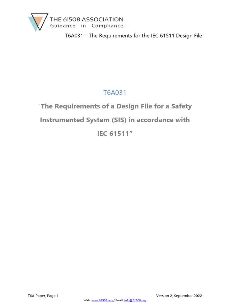 T6A031 Technical Guide - The Requirements For The IEC 61511 SIS Design ...
