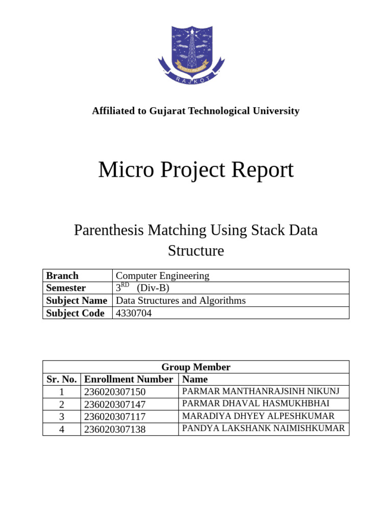 DSA Micro Project Report Format | PDF | Algorithms | Theoretical Computer Science