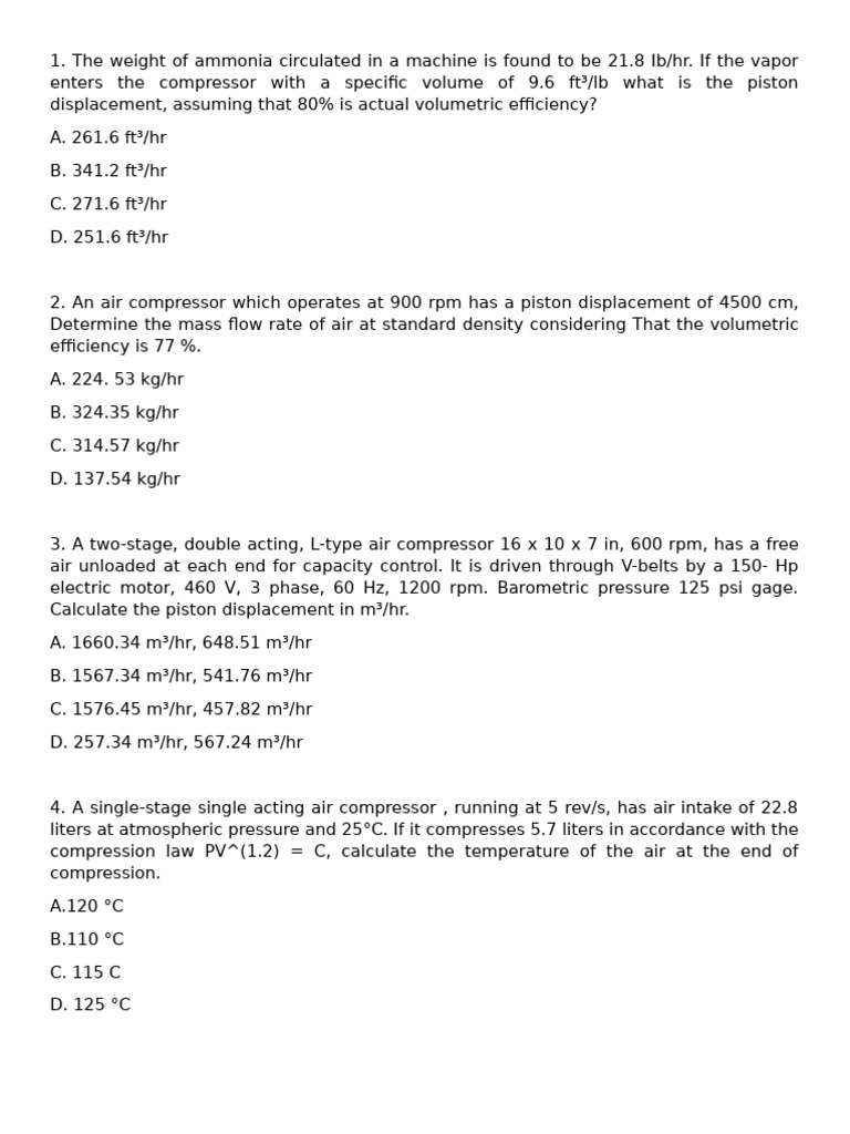 Exercise 1 (Air Compressor) | PDF | Atmosphere Of Earth | Horsepower