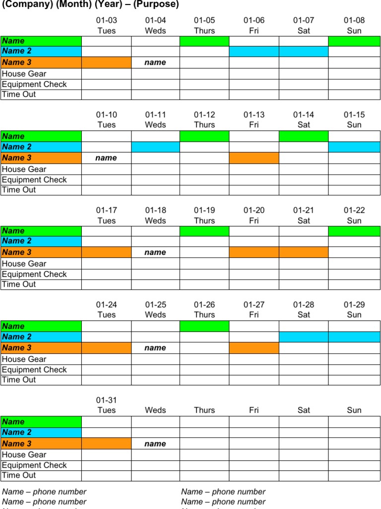 Schedule Template | PDF