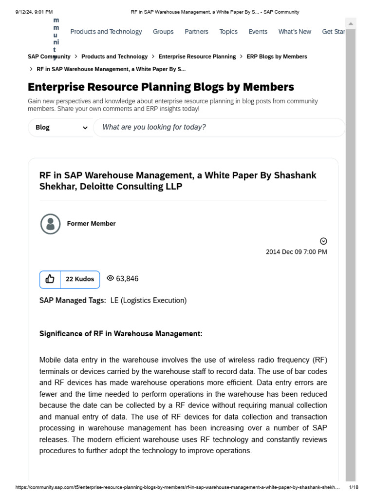RF in SAP Warehouse Management, A White Paper by S... - SAP Community ...