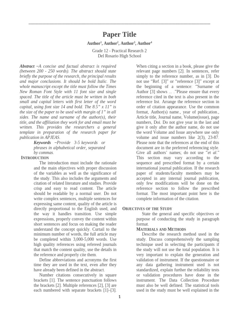 Imrad Paper Template | PDF | Citation