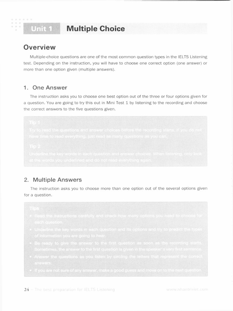 Multiple Choice Listening | PDF | Multiple Choice | Foods