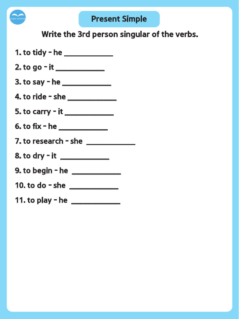 Present Simple Verb Worksheets | PDF