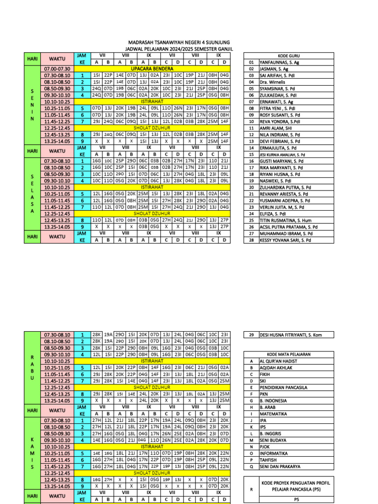 Jadwal PBM Ss Ganjil TP 2024 2025 150724 | PDF