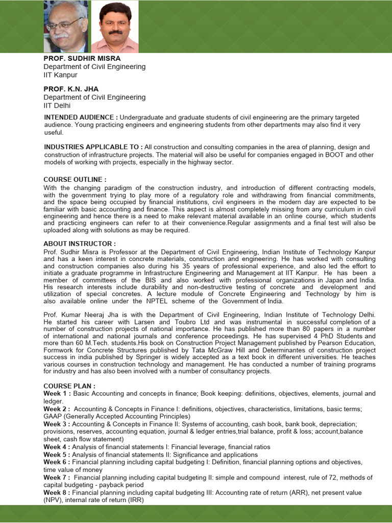 Accounting for Civil Engineers | PDF