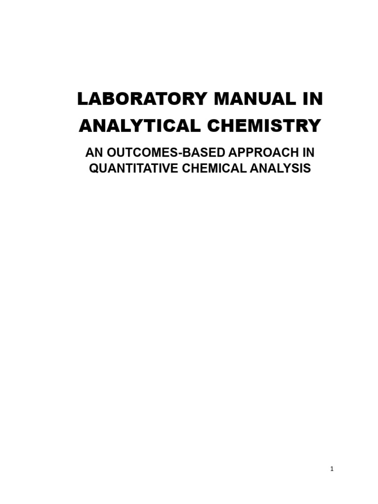 Analytical Chemistry Laboratory Manual Final | PDF | Titration | Chemistry