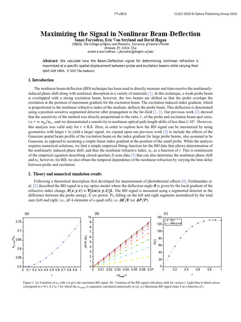 Maximizing The Signal in Nonlinear Beam-Deflection | PDF | Atomic Physics | Scientific Techniques