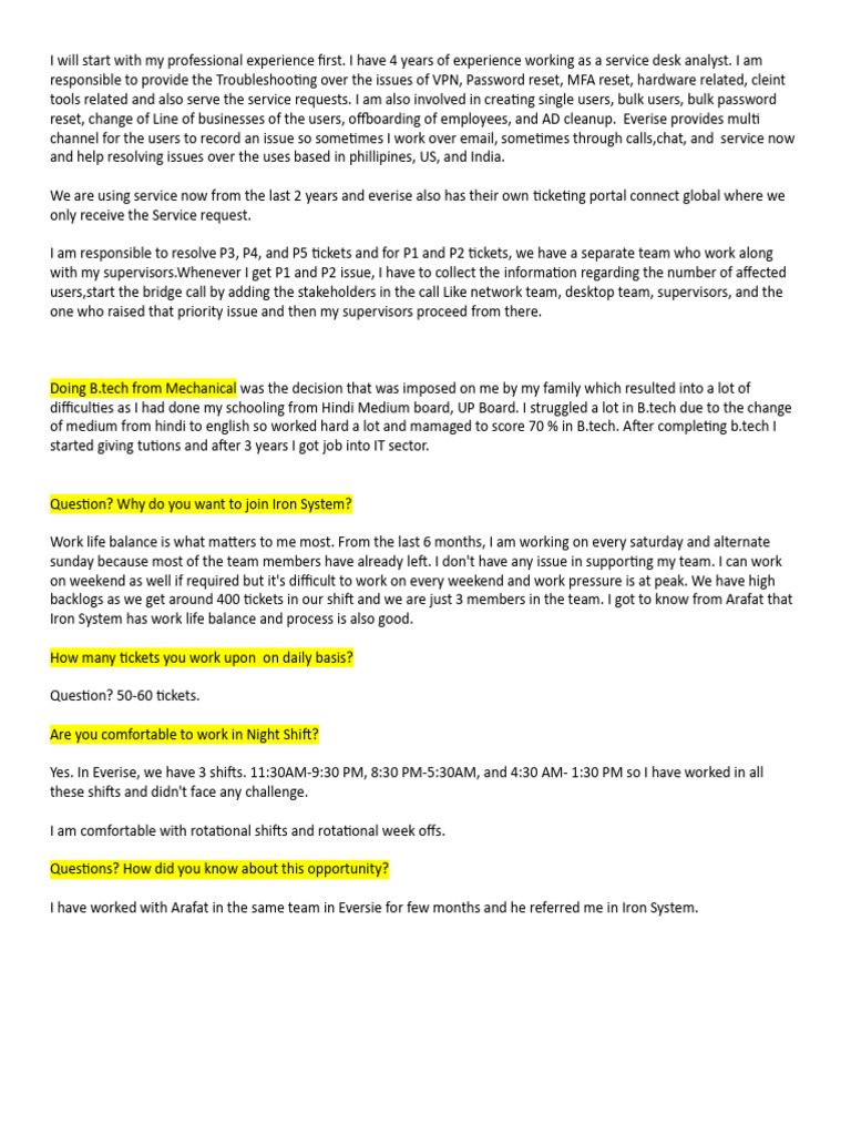 I Will Start With My Professional Experience First | PDF