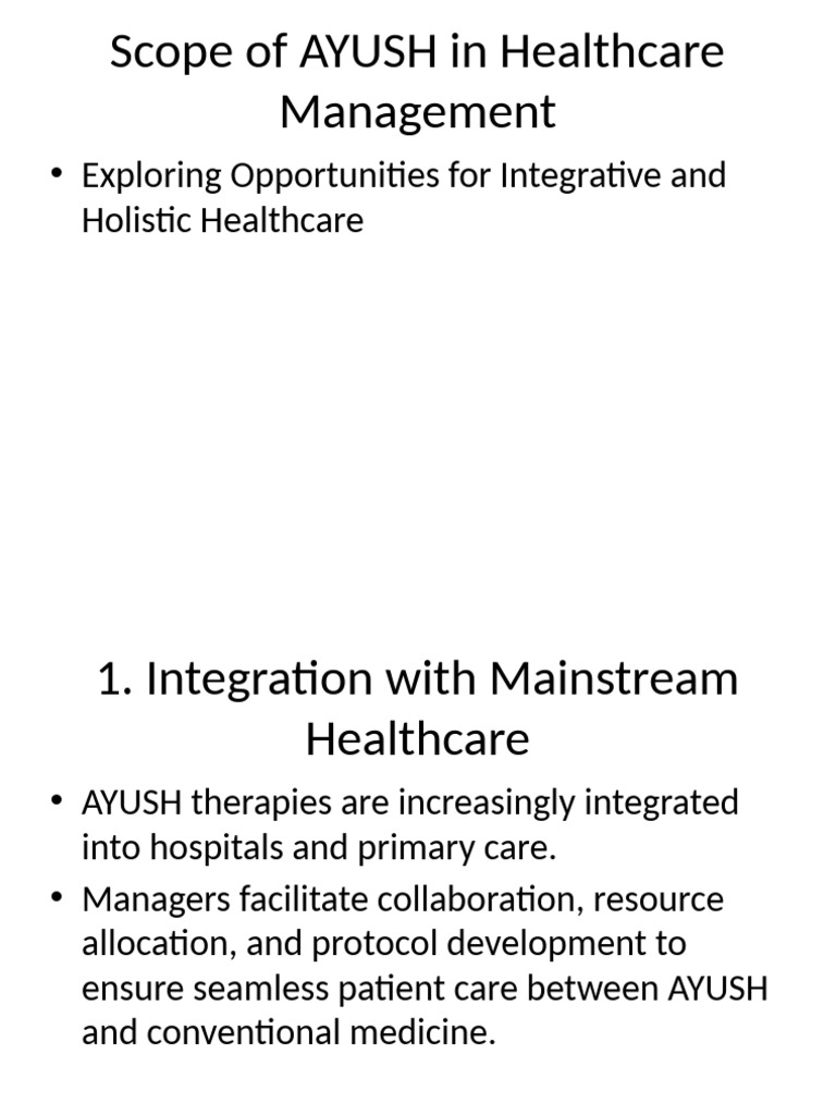 Scope of AYUSH in Healthcare Management | PDF