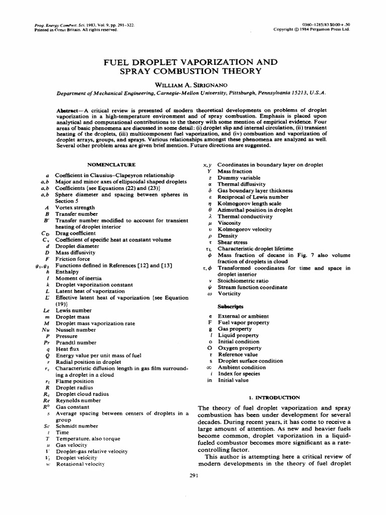 Fuel Droplet Vaporization and Spray Comb | PDF | Reynolds Number | Drop ...