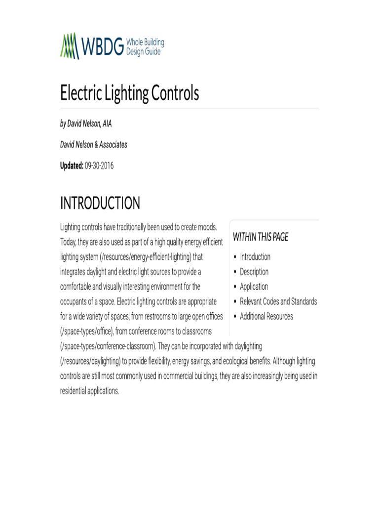 1 - Ref Int - Electric Lighting Controls - WBDG - Whole Building Design ...