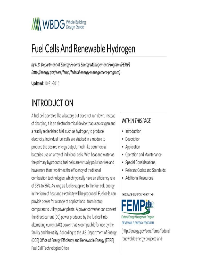 1 Ref Int - Fuel Cells and Renewable Hydrogen - WBDG - Whole Building ...