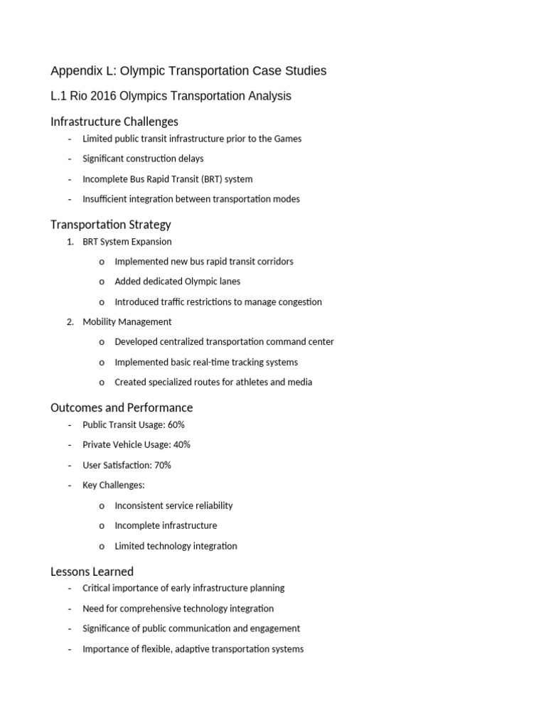 Olympic Transportation Case Studies | PDF | Transport | Public Transport