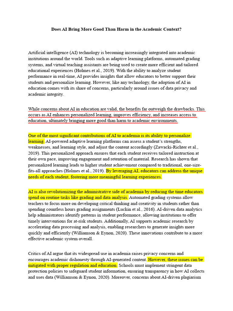 Does AI Bring More Good Than Harm in The Academic Context | PDF ... Does AI Bring More Good Than Harm in The Academic Context | PDF ...