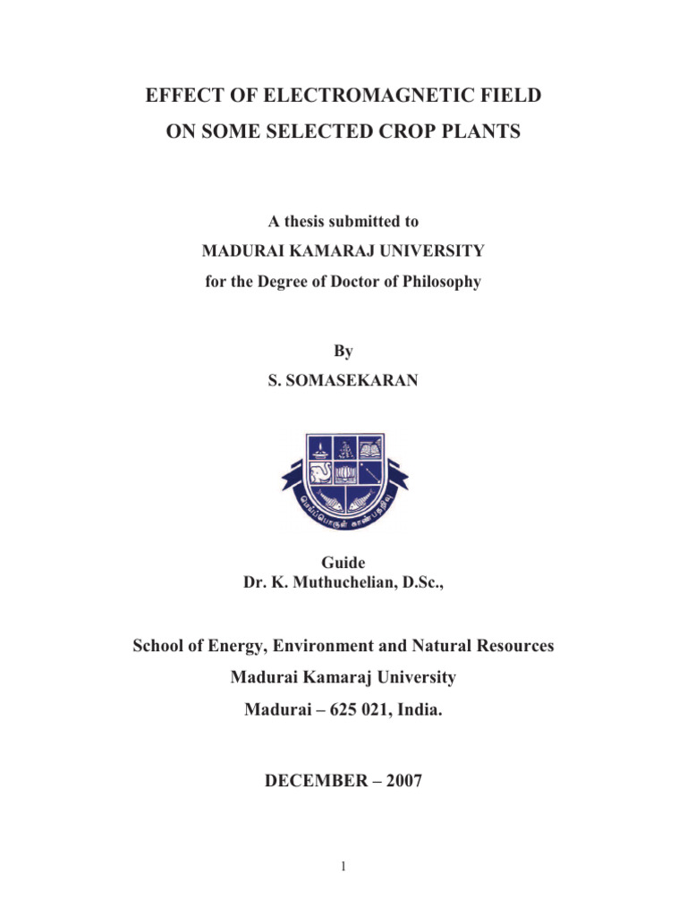 Reta Emf Effects On Plants 2007 PH D India | PDF | Electric Power ...