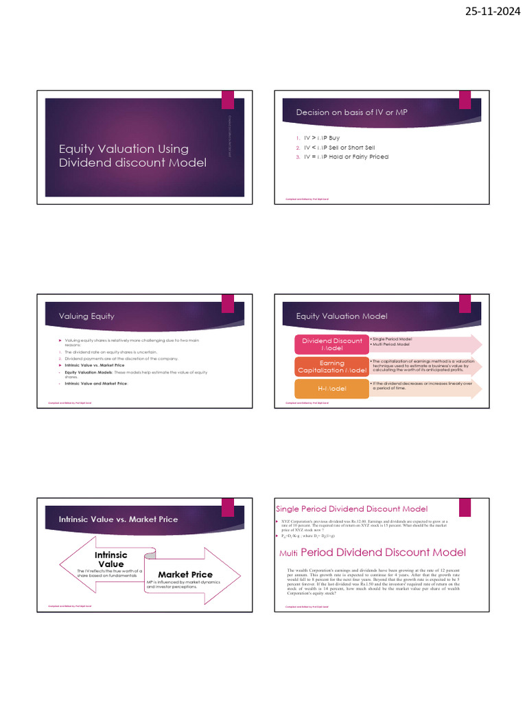 Dividend Discount Model | PDF | Valuation (Finance) | Equity Securities