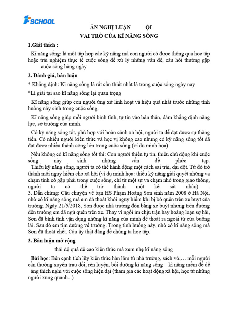 Van Nghi Luan Xa Hoi Vai Tro Cua Ky Nang Song fc42191f6d | PDF