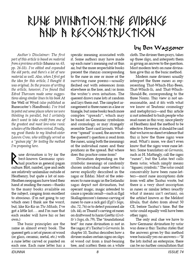 Rune Divination - The Evidence and Reconstruction - Ben Waggoner | PDF ...