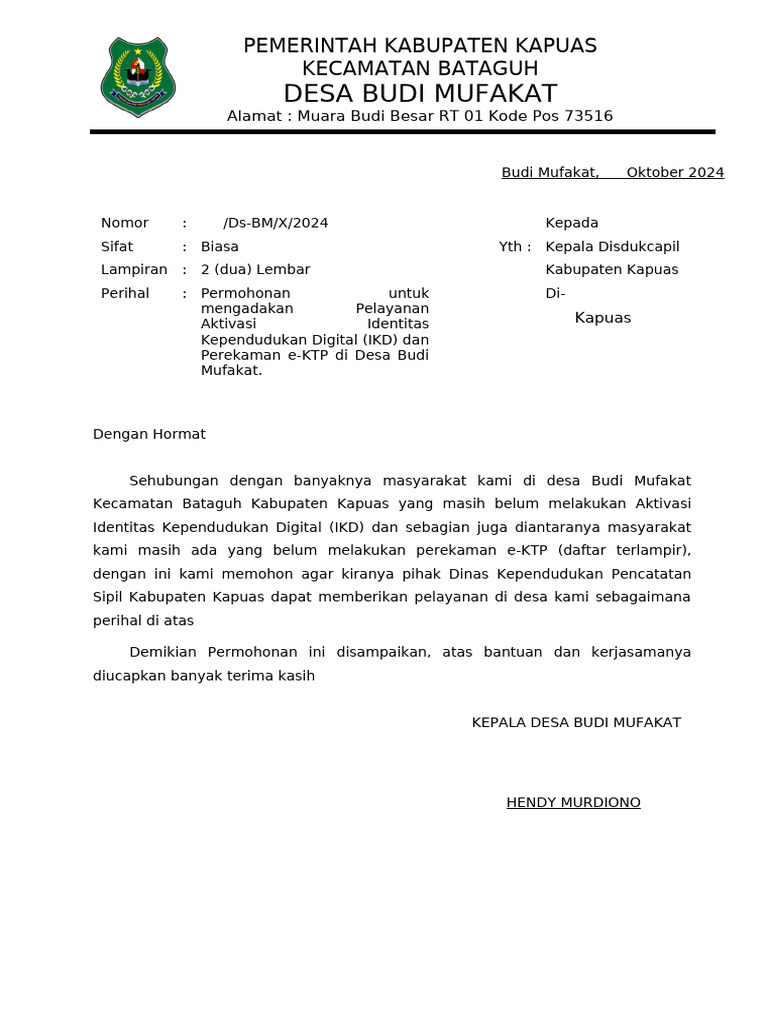 Surat Ke Capil. | PDF