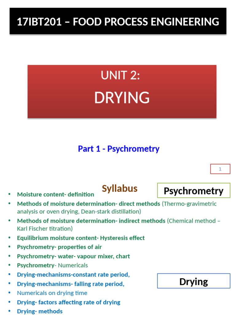 FPE Unit 2 Part 1 Psychrometry | PDF | Humidity | Scientific Phenomena