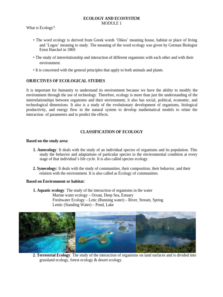 Module 1 - Ecology Ad Ecosystem | PDF | Atmosphere Of Earth | Ecology