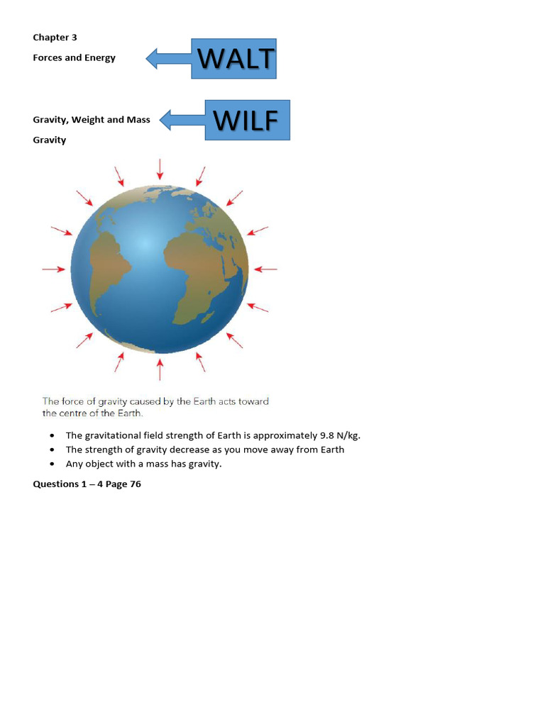 Forces and Energy Chapter 3 | PDF | Planets | Weight