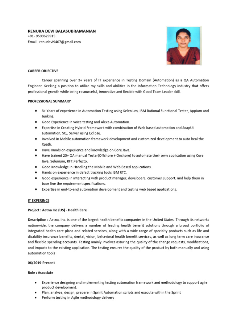 Renuka Devi Balasubramanian | PDF | Automation | Selenium (Software)