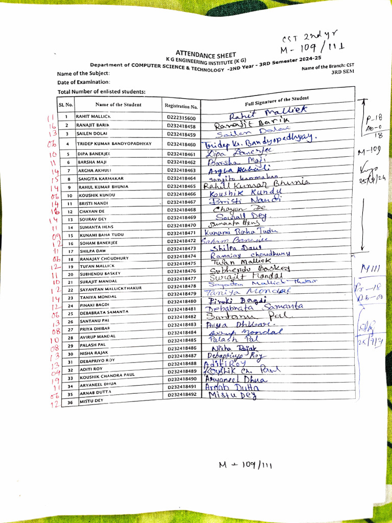 1st Internal Marks CSO-2024 | PDF