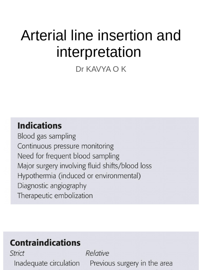 Arterial Line Insertion and Interpretation | PDF