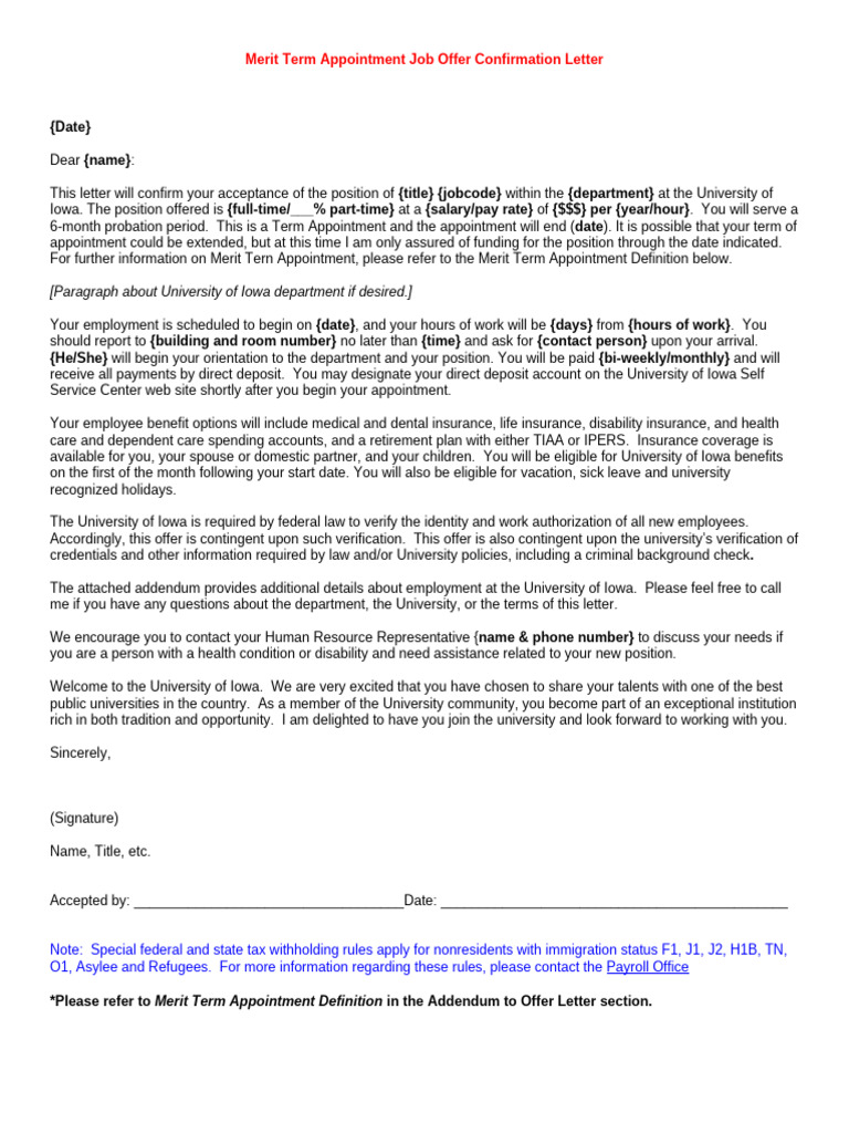 Employment Offer Letter Template 22 | PDF | Pension | Employment