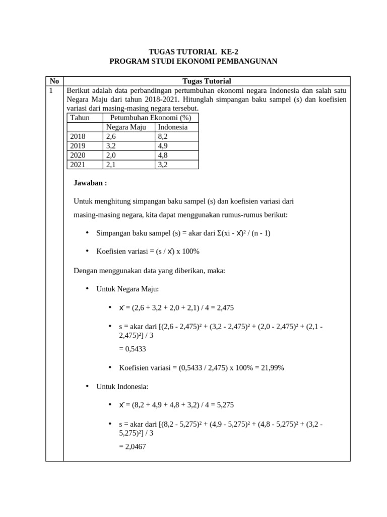 Soal Dan Jawaban Tugas Espa4123 Ke 2 | PDF