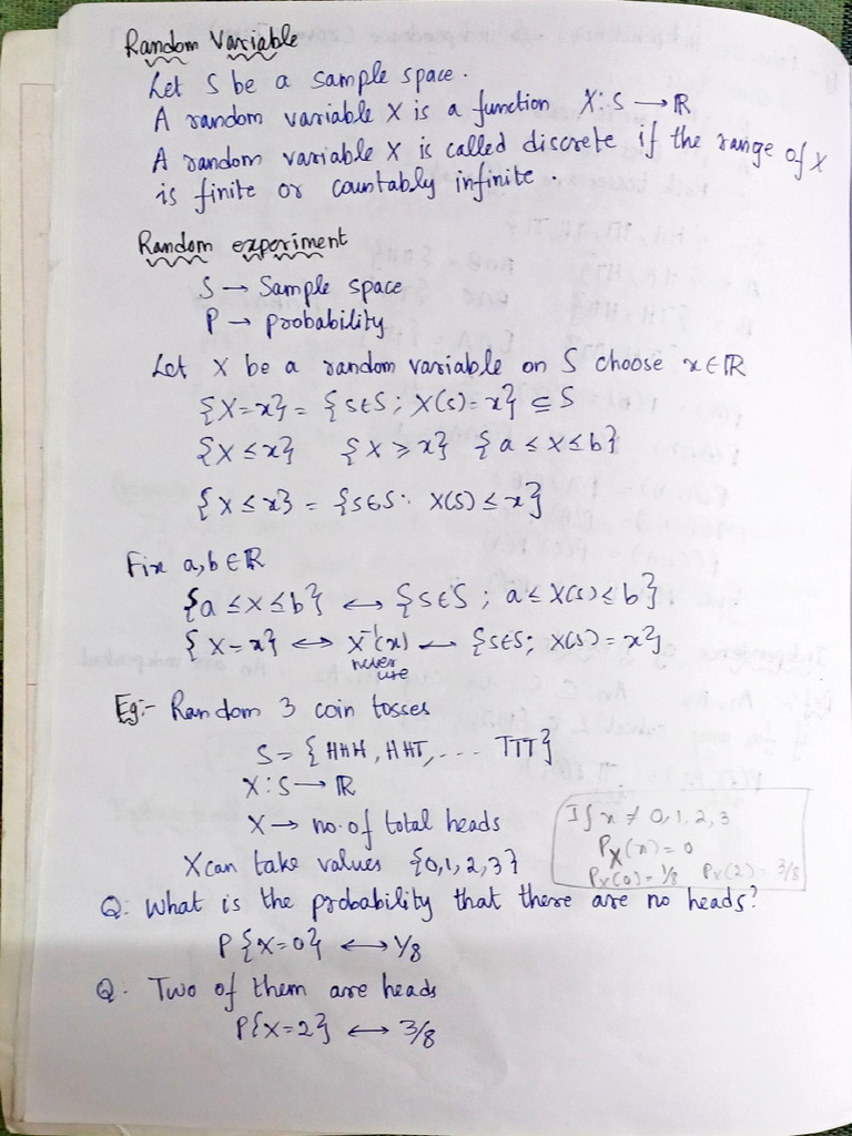 Probability Notes Random Variables | PDF