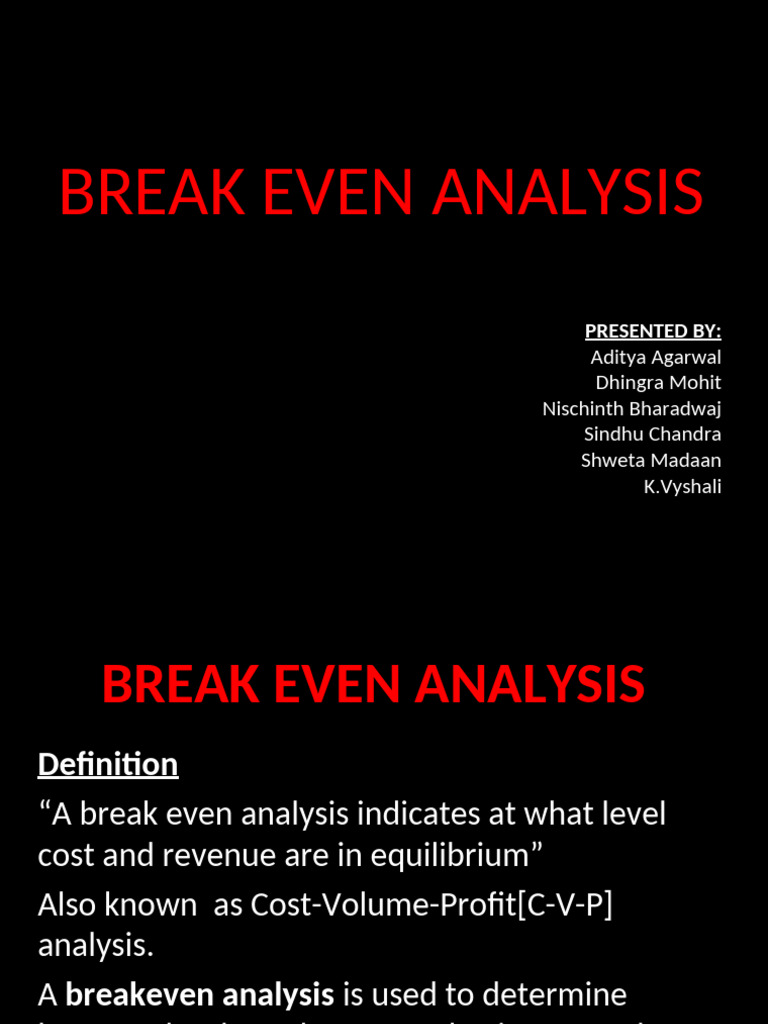 Break Even Analysis | PDF | Economics | Business Economics