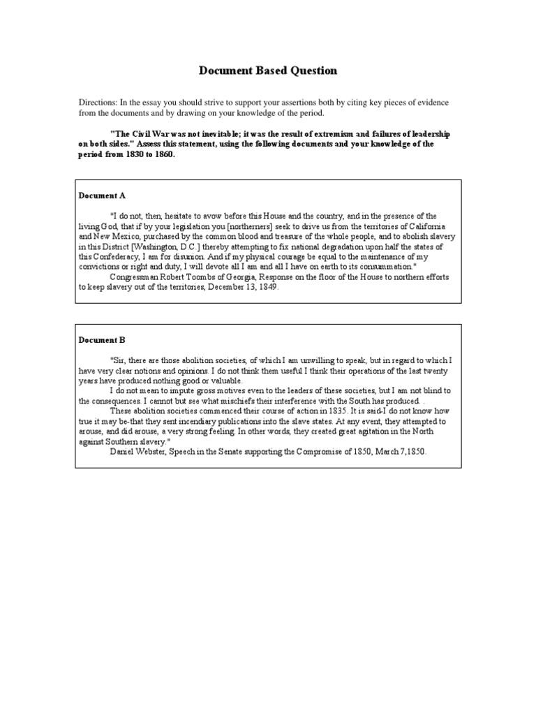 DBQ On Civil War | PDF | John Brown (Abolitionist) | Slavery