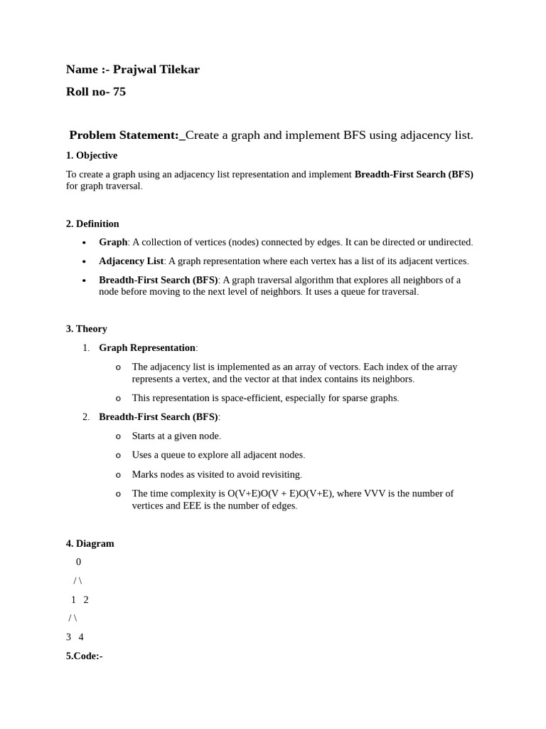 Dsa Ass 6 | PDF | Vertex (Graph Theory) | Algorithms Dsa Ass 6 | PDF | Vertex (Graph Theory) | Algorithms