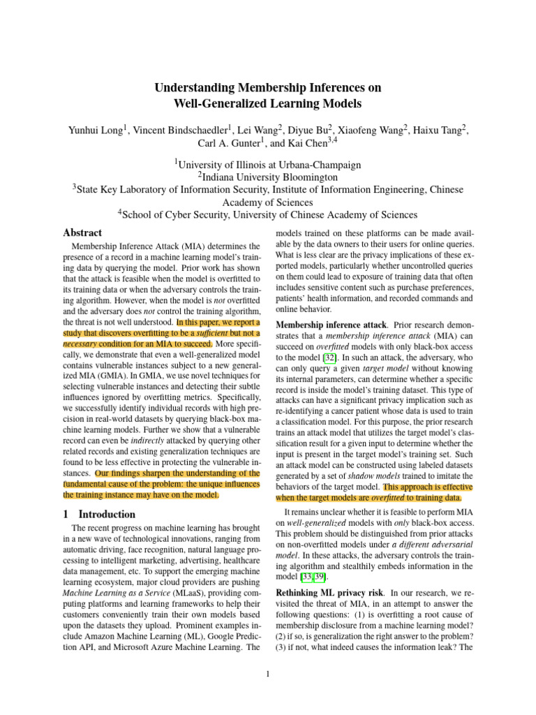 Understanding Membership Inferences On Well-Generalized Learning Models | PDF | Machine Learning ...