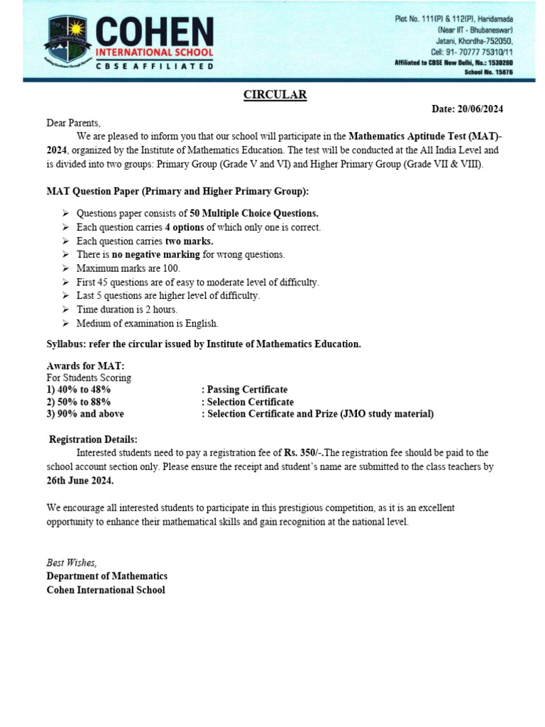 MAT 2024 Registration and Details | PDF