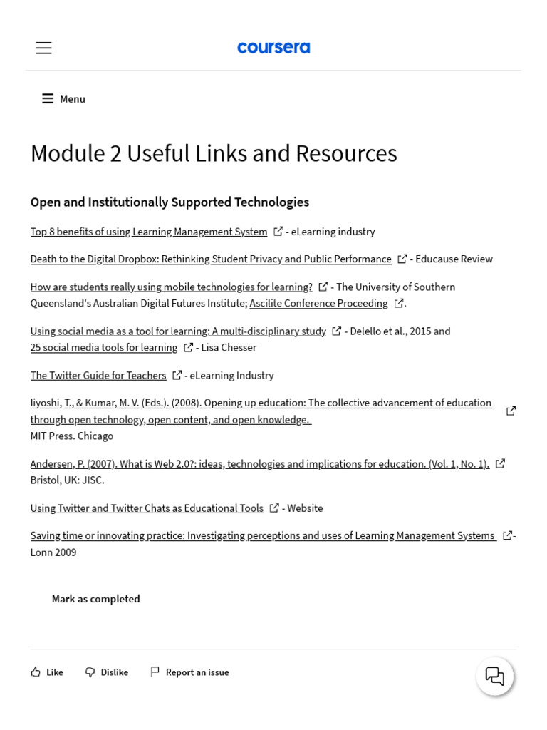 Module 2 Useful Links and Resources - Coursera | PDF