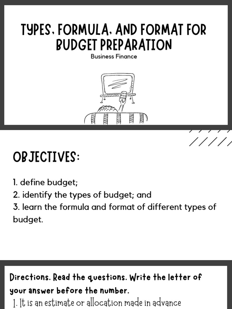 Types Formula and Format For Budget Preparation | PDF | Budget | Inventory