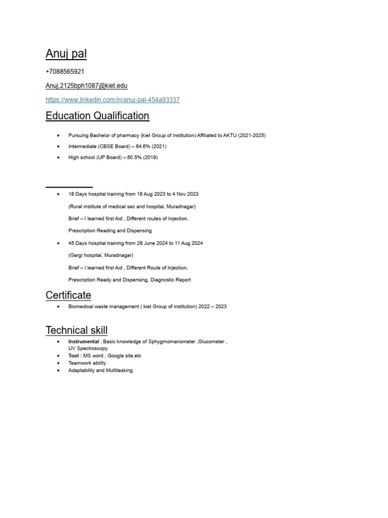 Anuj Pal - Resume | PDF