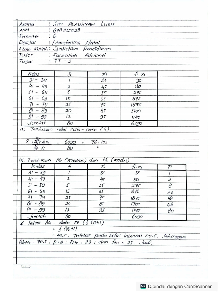Tugas Tt2 Statistika Pendidikan-1 | PDF