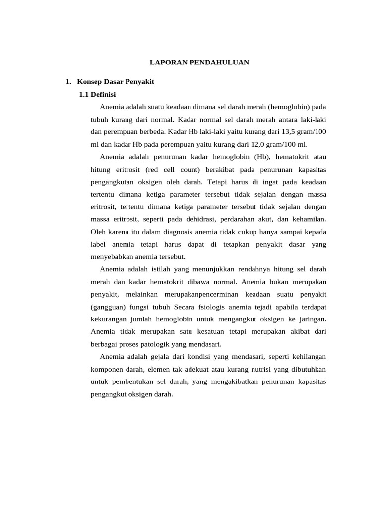 Panduan Lengkap Anemia: Definisi & Klasifikasi | PDF