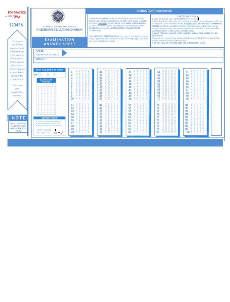 Pre-Board Answersheet Ee | PDF